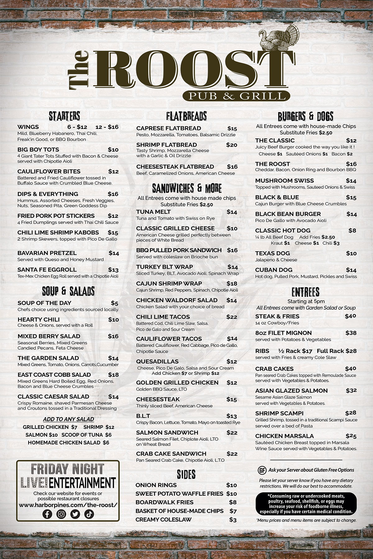 The Roost Menus - Harbor Pines Golf Club